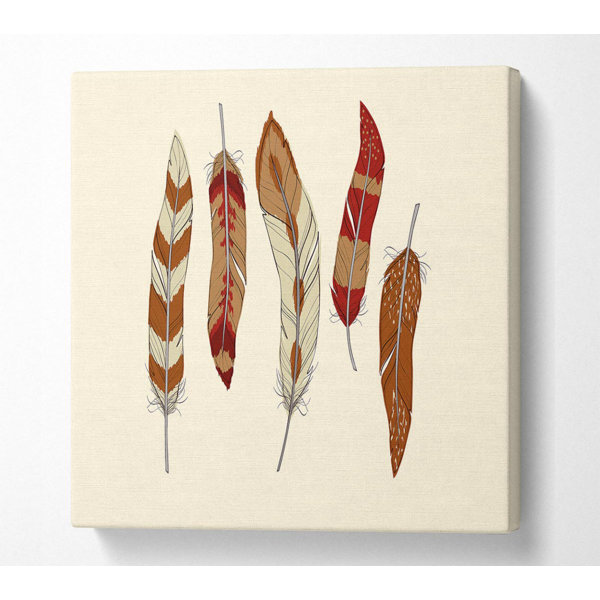BohoLiving Rote Indianerfedern - Kunstdrucke auf Leinwand - Wrapped Canvas | Wayfair.de